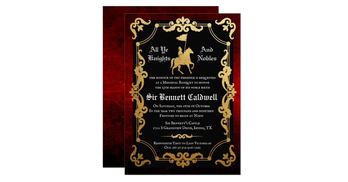 Medieval Knight Jousting Birthday Invitation | Zazzle.com