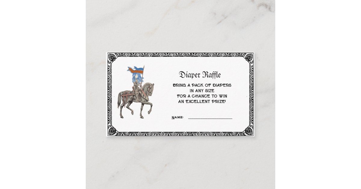 Medieval Knight Renfaire Diaper Raffle Baby Shower Enclosure Card | Zazzle