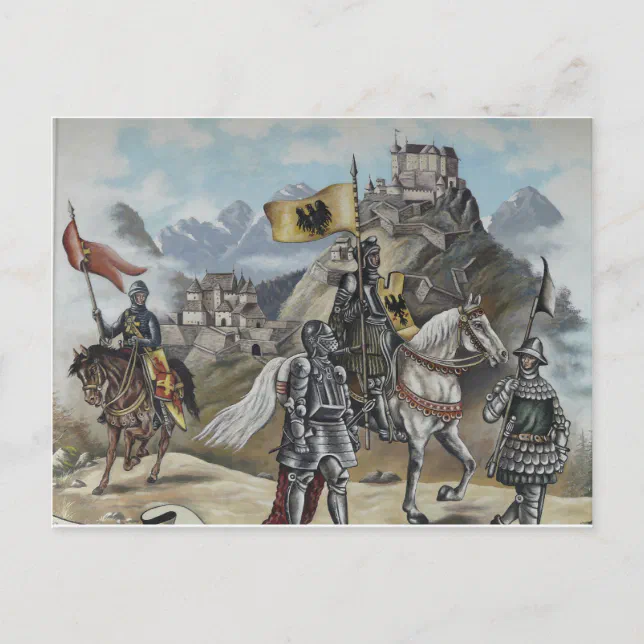 Medieval Knights Horses Lions Castle Party Destiny Postcard | Zazzle