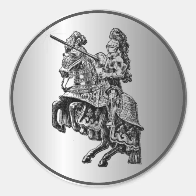 Medieval Knights Silver Classic Round Sticker | Zazzle