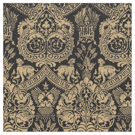Medieval Italian Dragons & Leopards Pattern Fabric | Zazzle