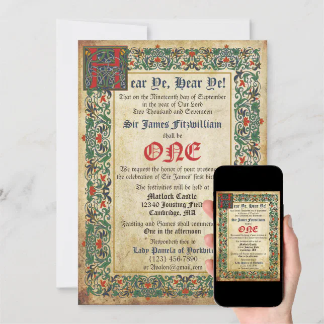 Medieval Manuscript Birthday Invitation | Zazzle
