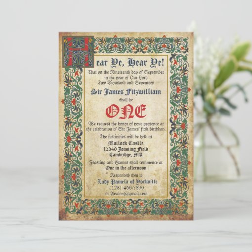 Medieval Manuscript Birthday Invitation | Zazzle