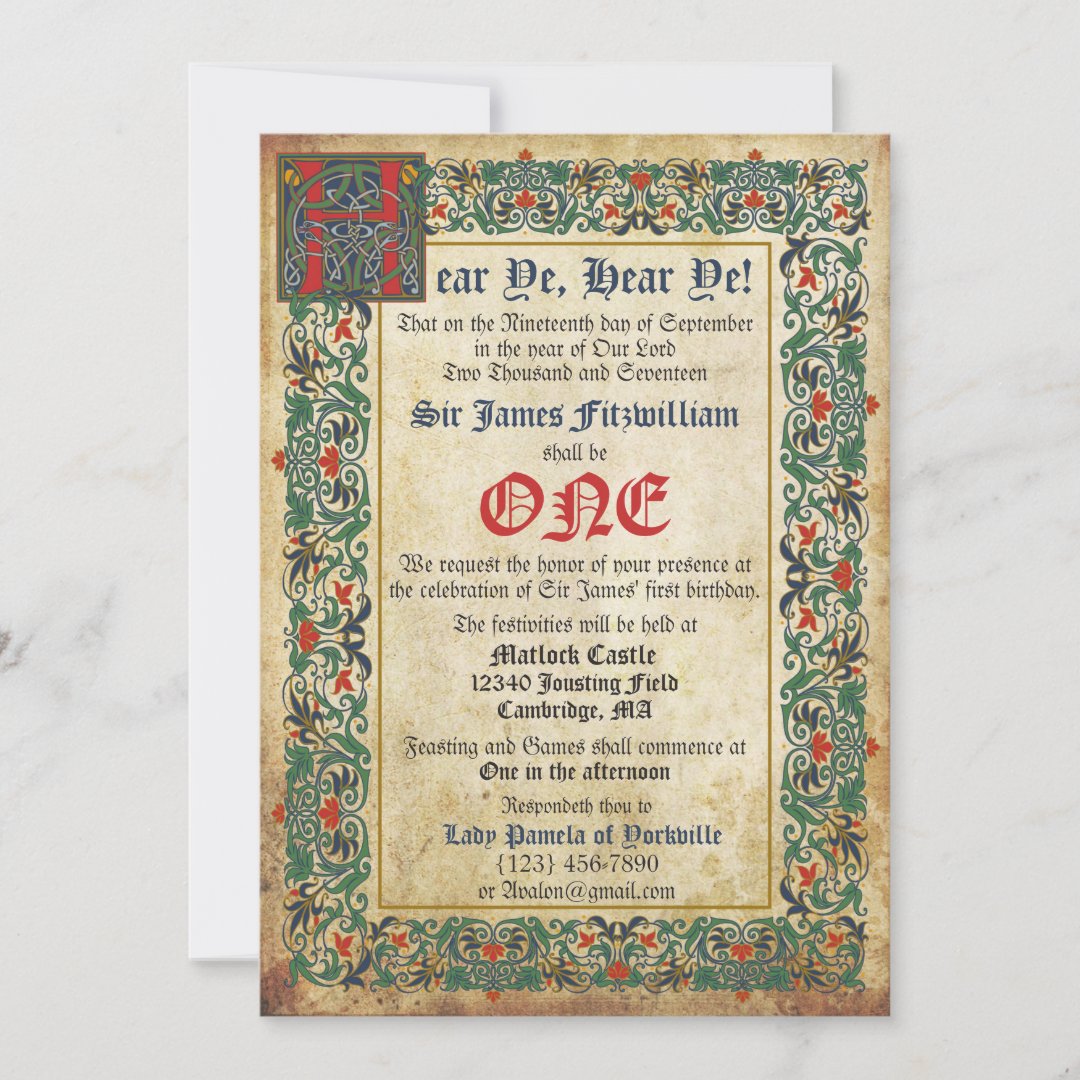 Medieval Manuscript Birthday Invitation | Zazzle