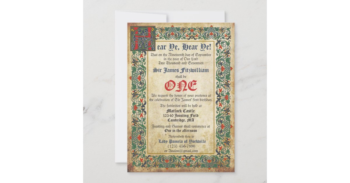 Medieval Manuscript Birthday Invitation | Zazzle