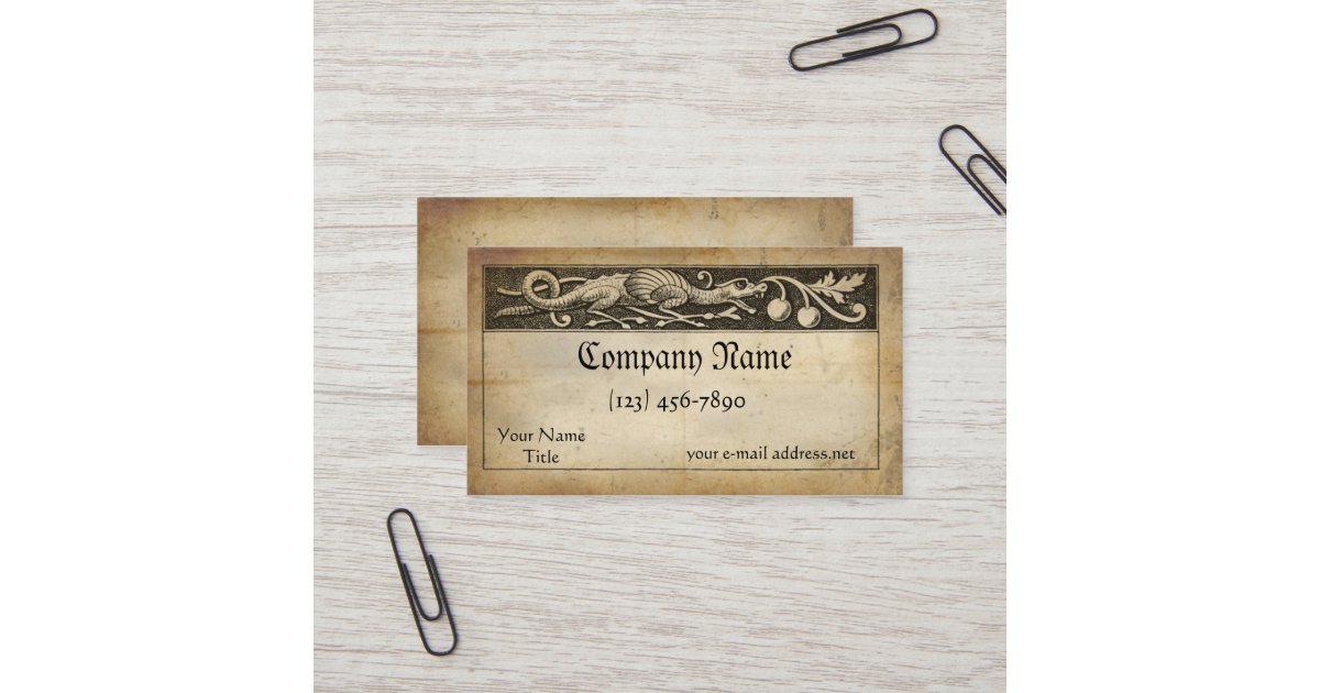 Medieval Manuscript Dragon Business Card | Zazzle