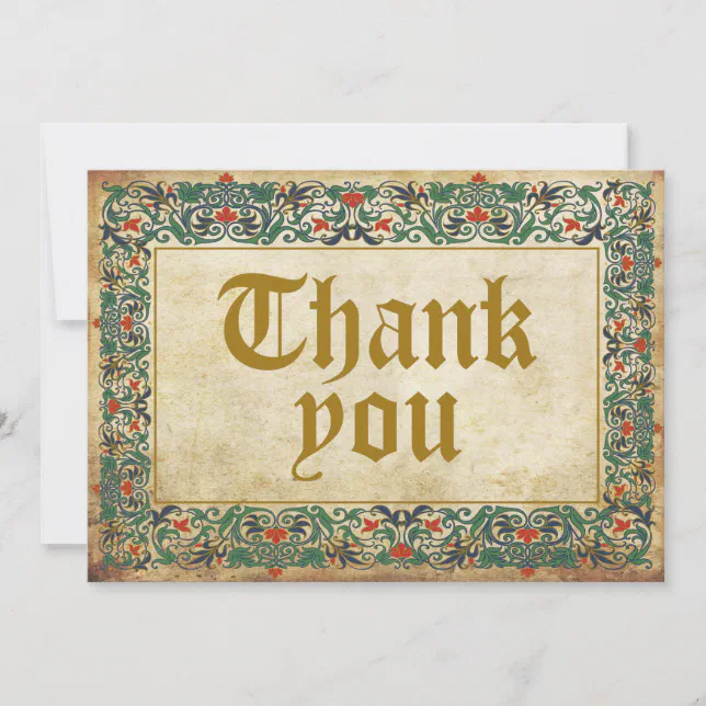Medieval Manuscript Goth Thank You | Zazzle