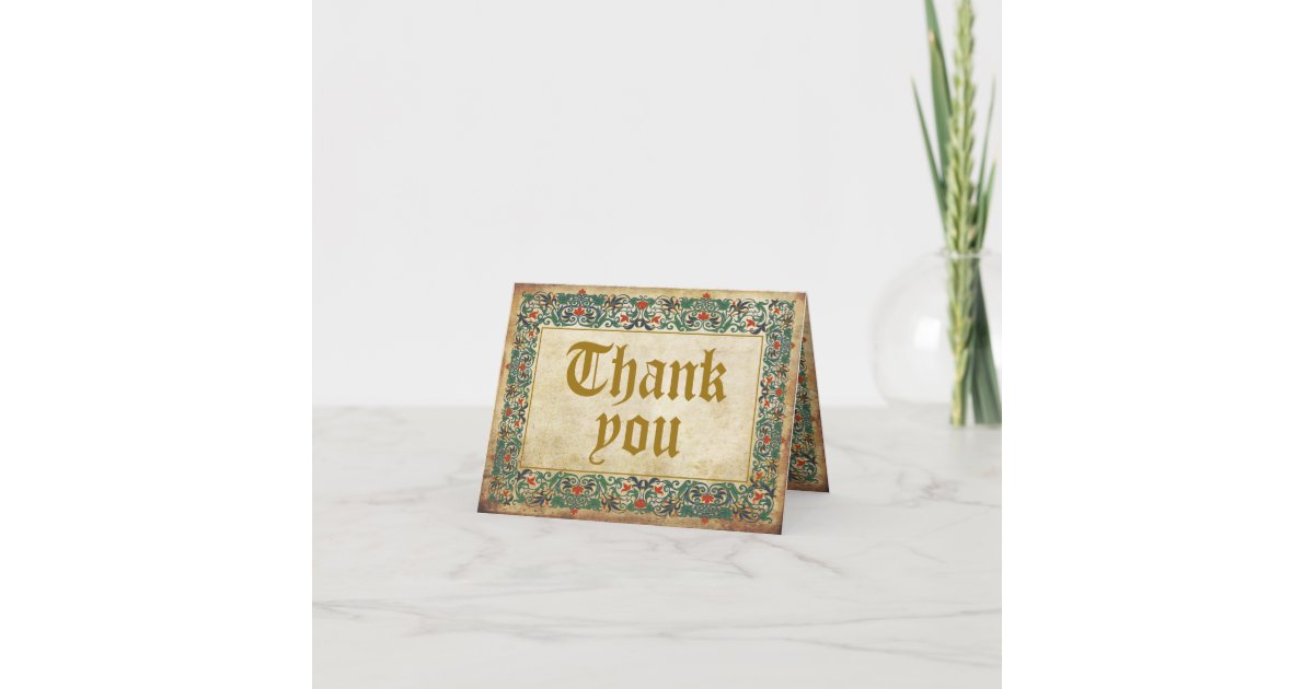 Medieval Manuscript Goth Thank You | Zazzle