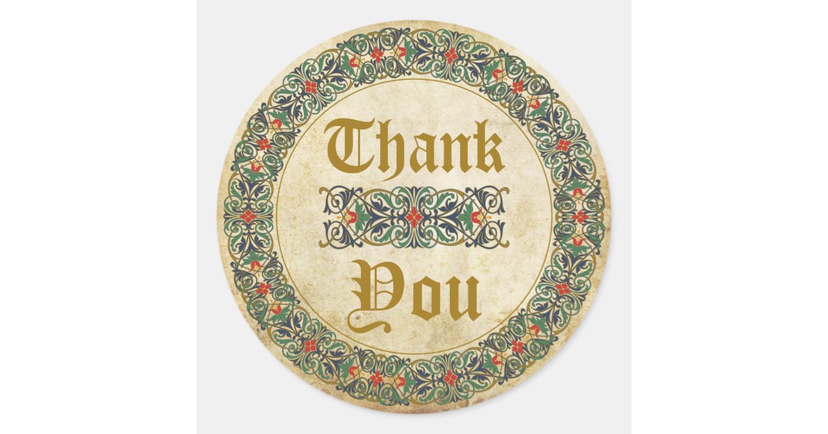 Medieval Manuscript Goth Thank You Label | Zazzle
