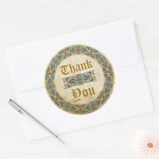 Medieval Manuscript Goth Thank You Label | Zazzle
