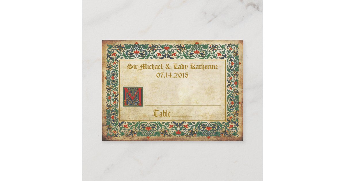 Medieval Manuscript Goth Wedding Place Cards | Zazzle
