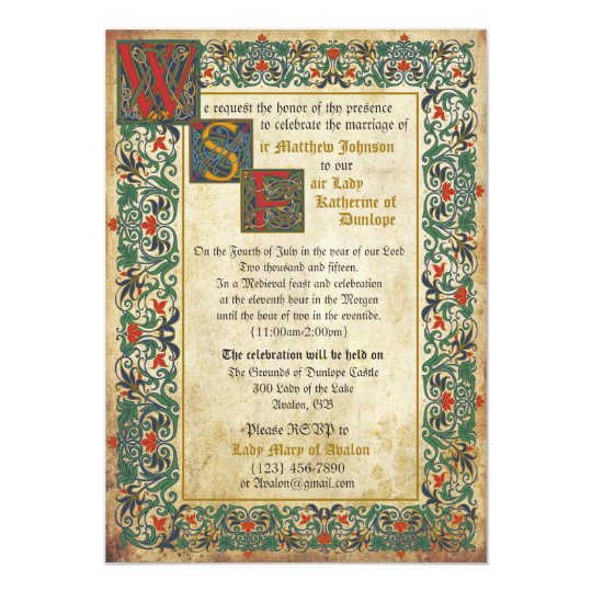 Medieval Manuscript Wedding Invitation Card | Zazzle.com