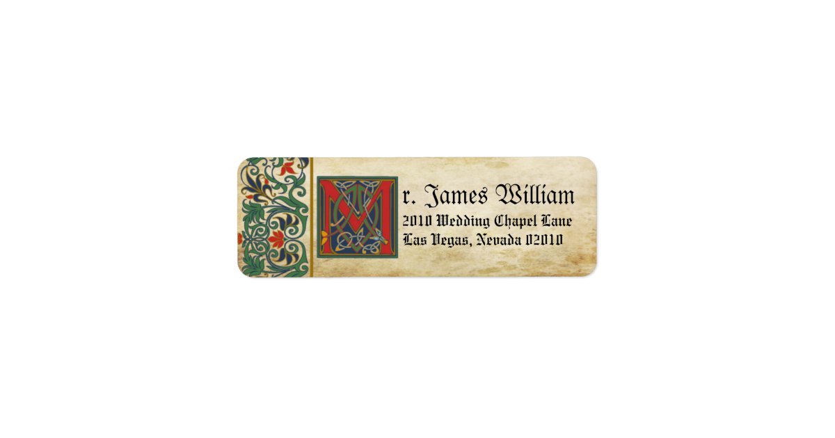 Medieval Manuscript Wedding Label | Zazzle