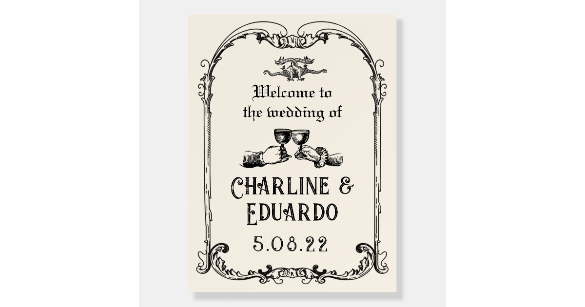 Medieval Middle Ageengraving Wedding Welcome Sign | Zazzle