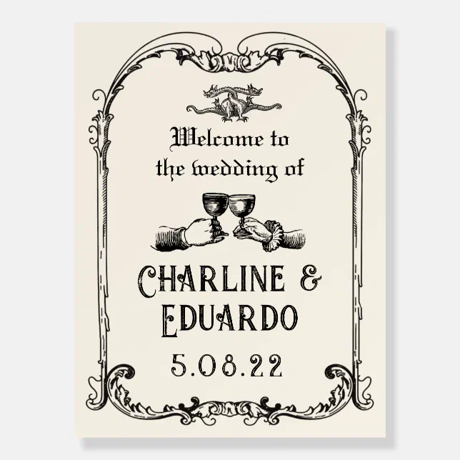 Medieval Middle Ageengraving Wedding Welcome Sign | Zazzle