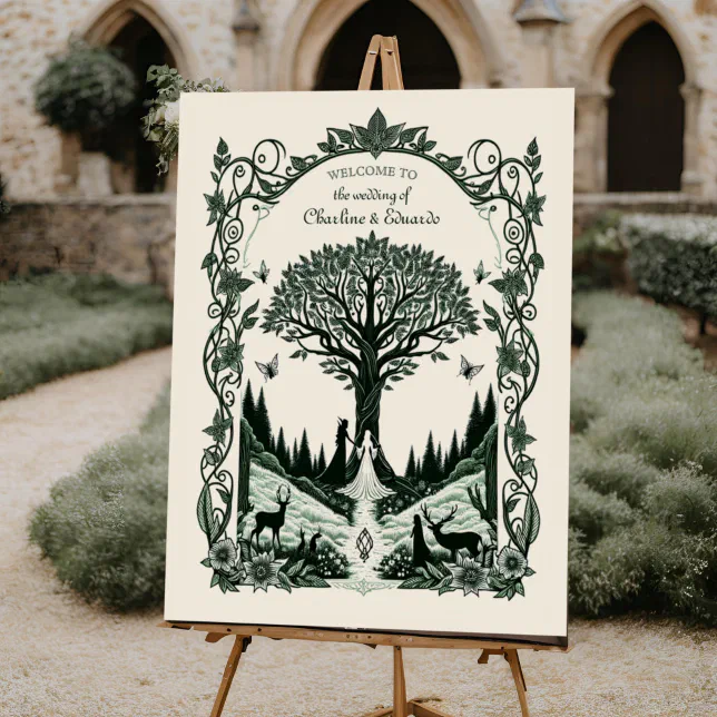 Medieval Middle Ageengraving Wedding Welcome Sign | Zazzle