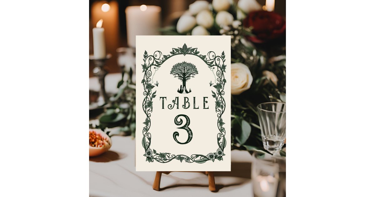 Medieval Middle Ages Engraving Fantasy Wedding Ta Table Number | Zazzle