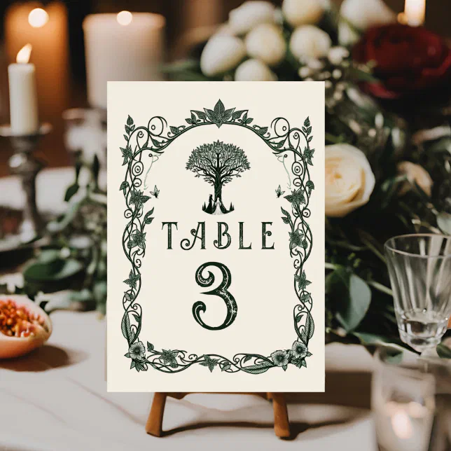 Medieval Middle Ages Engraving Fantasy Wedding Ta Table Number | Zazzle