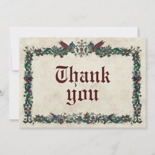 Medieval Middle Ages Thank You Card | Zazzle