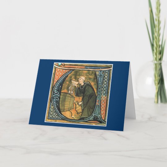 Medieval Monk Tasting Wine Greeting Card | Zazzle.com