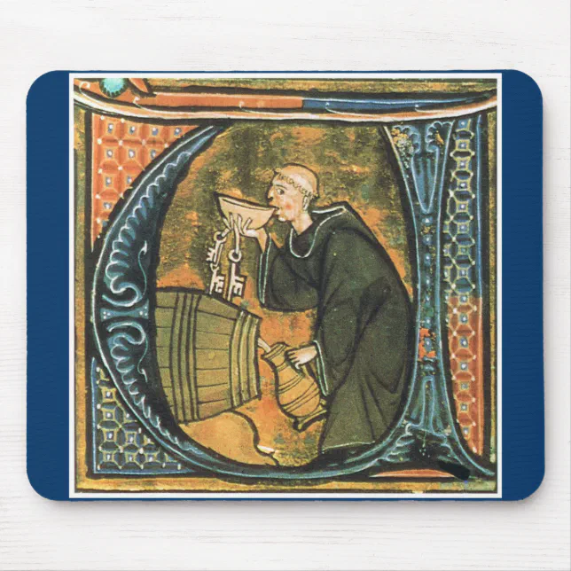 Medieval Monk Tasting Wine Mousepad | Zazzle