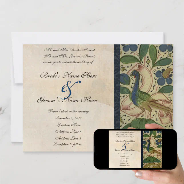 Medieval Pheasant Parchment Wedding Invitation | Zazzle