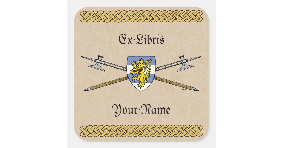 Medieval Poleaxes and Shield Bookplate | Zazzle
