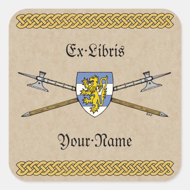 Medieval Poleaxes and Shield Bookplate | Zazzle
