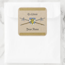 Medieval Poleaxes and Shield Bookplate | Zazzle