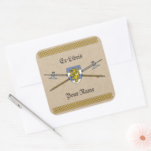 Medieval Poleaxes and Shield Bookplate | Zazzle