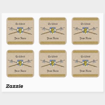 Medieval Poleaxes and Shield Bookplate | Zazzle