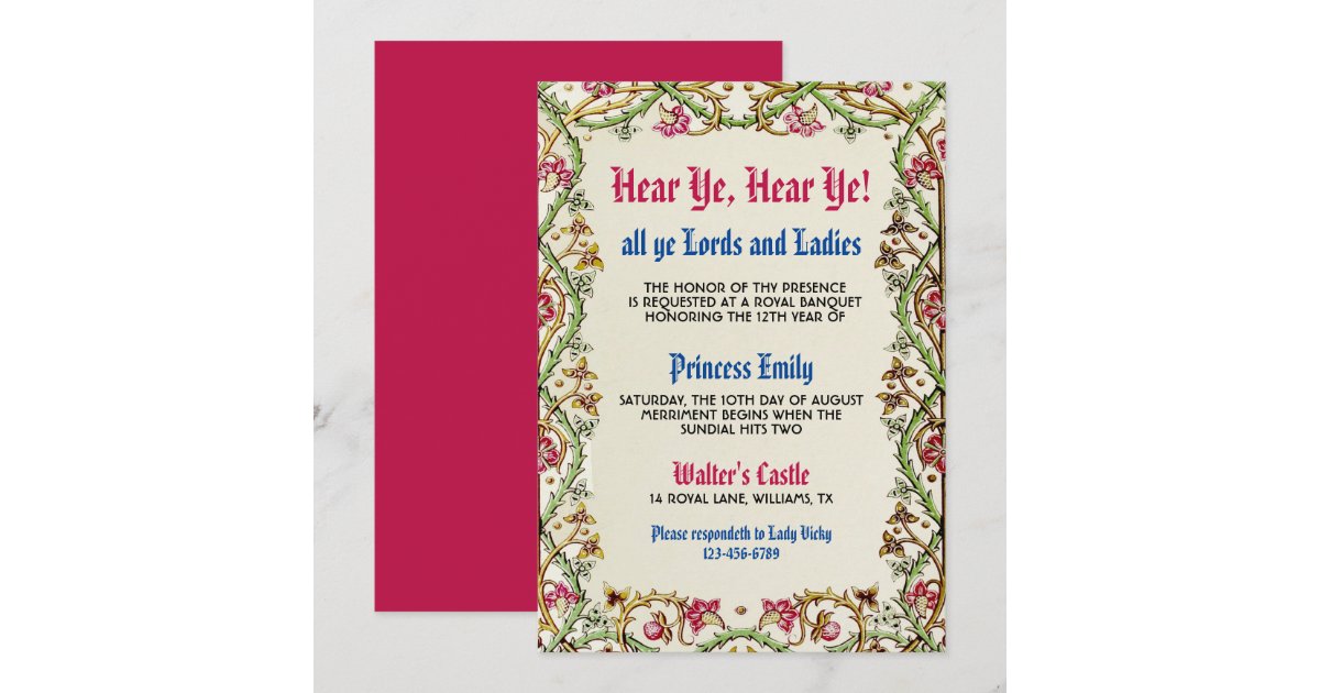 Medieval Renaissance Birthday Invitation | Zazzle