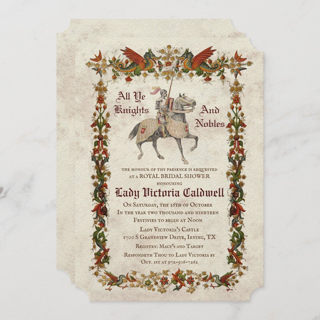 Medieval Renaissance Bridal Shower Invitation | Zazzle