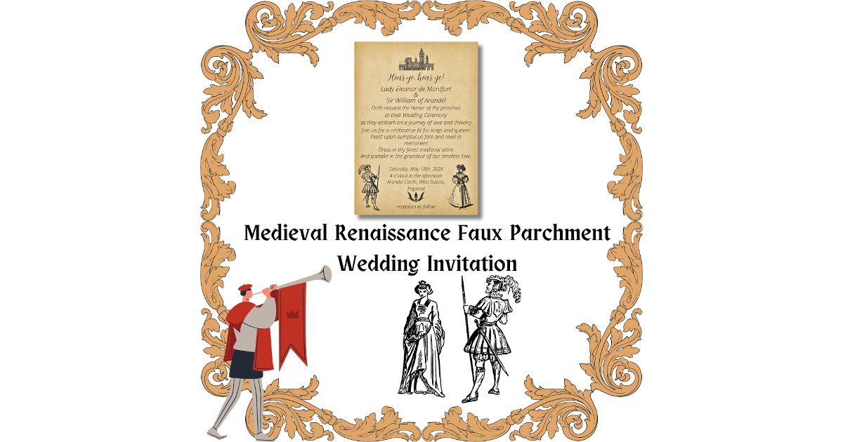 Medieval Renaissance Faux Parchment Wedding Invitation | Zazzle