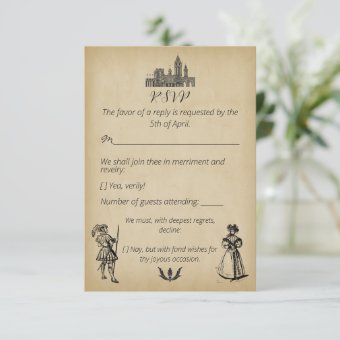 Medieval Renaissance Faux Parchment Wedding RSVP Card | Zazzle