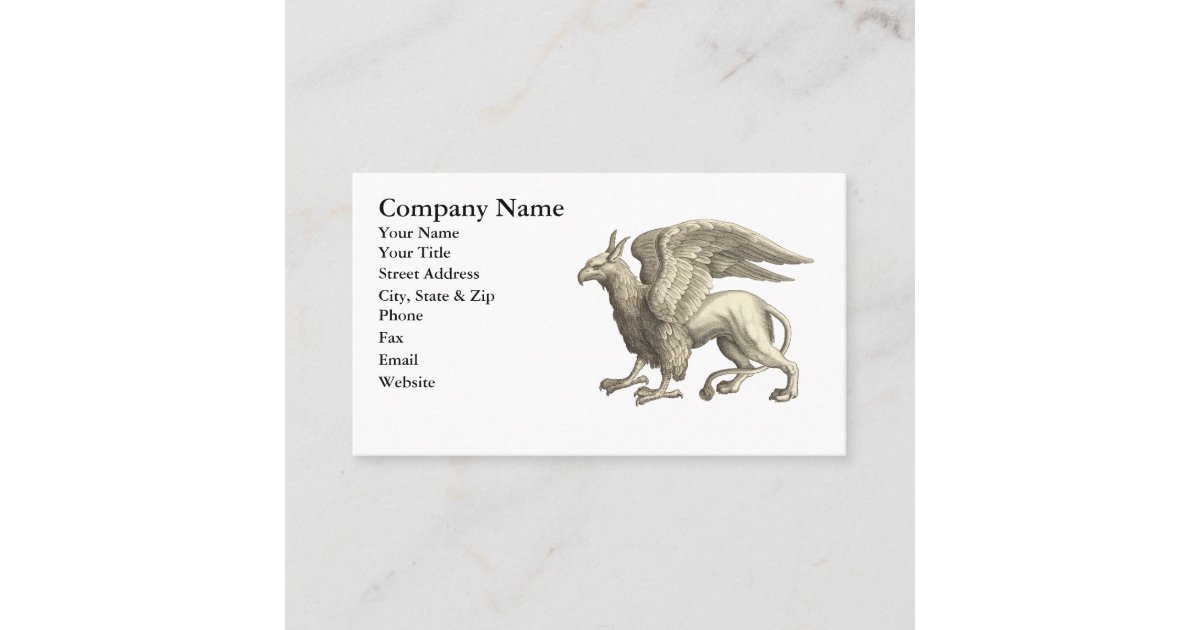 Medieval Renaissance Griffin Business Card | Zazzle