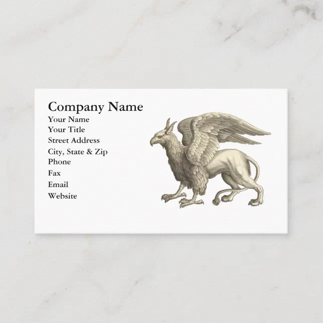 Medieval Renaissance Griffin Business Card | Zazzle