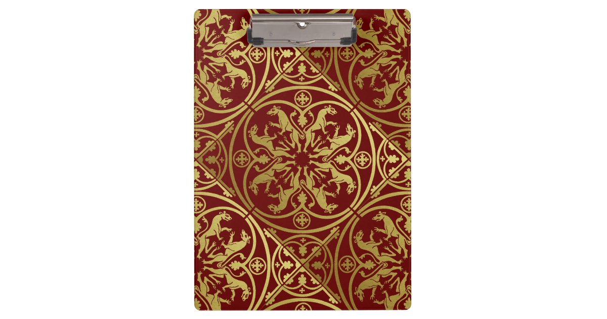 Medieval Renaissance Herald Lion Leopard Metallic Clipboard | Zazzle