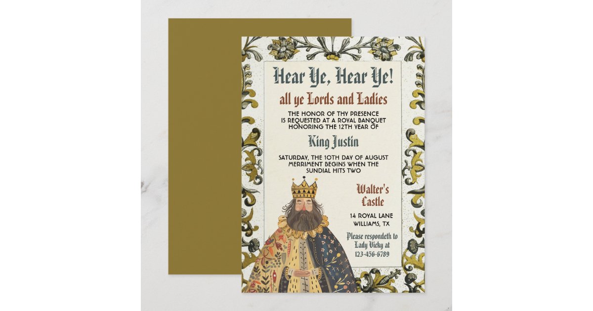 Medieval Renaissance King Birthday Invitation | Zazzle