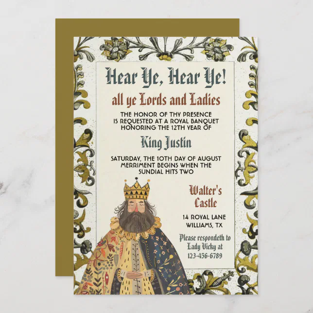 Medieval Renaissance King Birthday Invitation | Zazzle