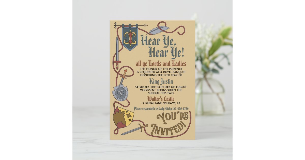 Medieval Renaissance King Birthday Invitation | Zazzle