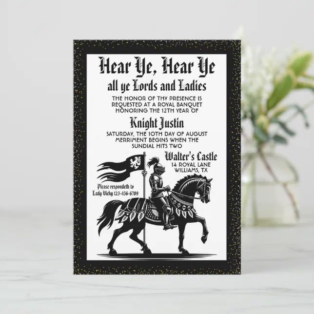 Medieval Renaissance Knight Birthday Invitation | Zazzle