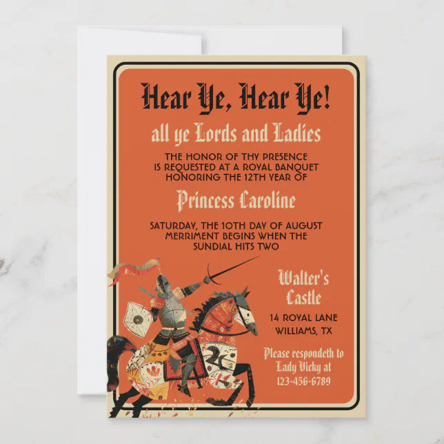 Medieval Renaissance Knight Birthday Invitation | Zazzle