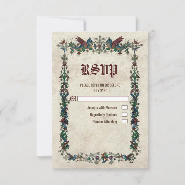 Medieval Renaissance Middle Ages Vintage RSVP card | Zazzle