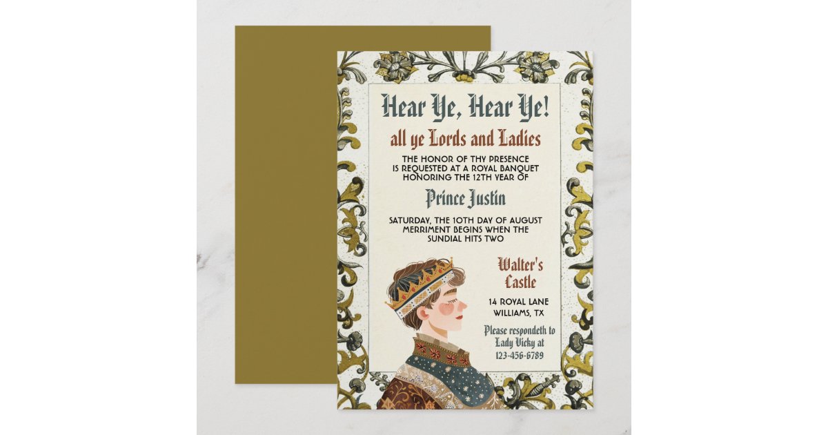 Medieval Renaissance Prince Birthday Invitation | Zazzle