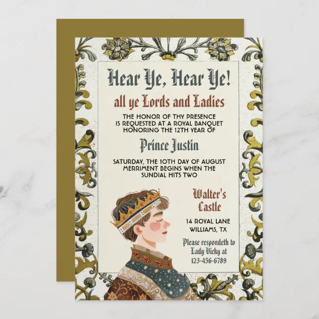 Medieval Renaissance Prince Birthday Invitation | Zazzle