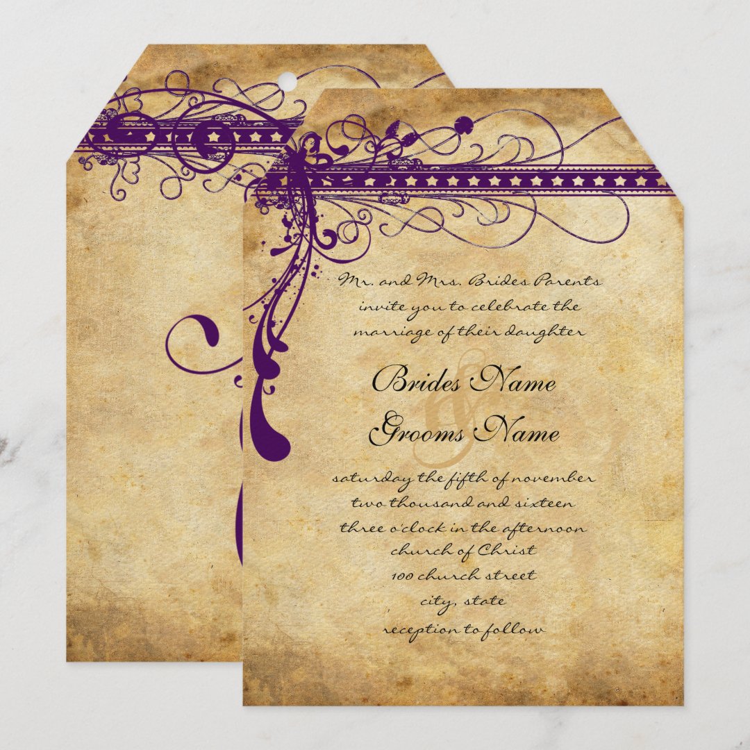 Medieval Renaissance Purple Faux Parchment Invitation | Zazzle