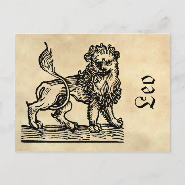 Medieval Renaissance Zodiac Symbol Leo The Lion Postcard | Zazzle