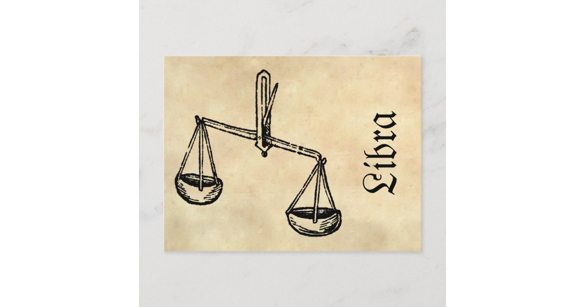 Medieval Renaissance Zodiac Symbol Libra Postcard | Zazzle