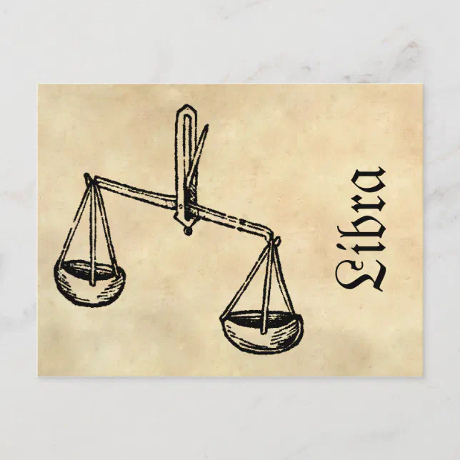 Medieval Renaissance Zodiac Symbol Libra Postcard | Zazzle
